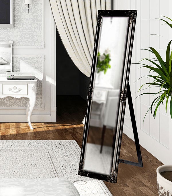 Tuscany ornate mirror stand black 40x160 CM